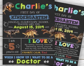 Dino Back to School Printable Back to School Sign for First Day of ...