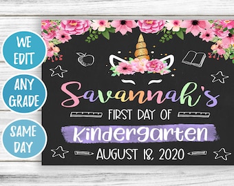 First Day of Preschool Chalkboard Sign Printable Girl 1st Day - Etsy