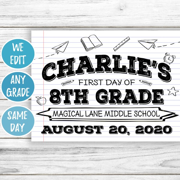 First Day of 8th Grade - Etsy