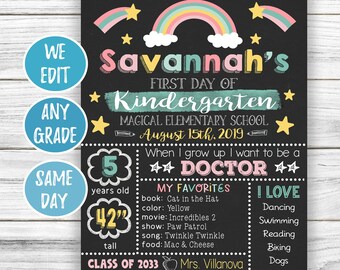 Boho Rainbow First Day of School Sign, 1st Day of School, Back to ...