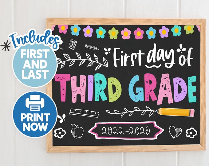 First Day of Third Grade Back to School Sign First Day of - Etsy