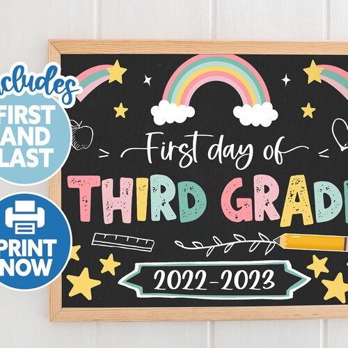 First Day of Third Grade Back to School Sign First Day of - Etsy
