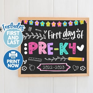 First Day of Prek4 Printable - Back to School Sign Girl- First Day of ...