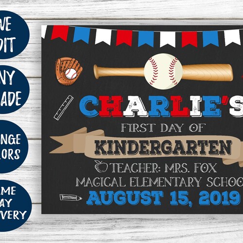 First Day of School Sign Back to School Printable Chalkboard | Etsy