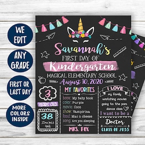 Unicorn Back to School Sign Printable - First Day of School Sign ...