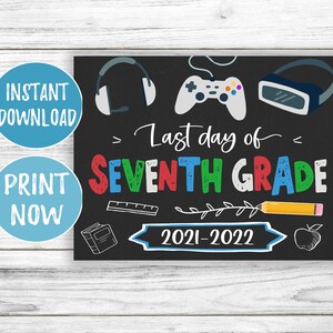 Last Day of 7th Grade Sign Boy Last Day of School Sign - Etsy