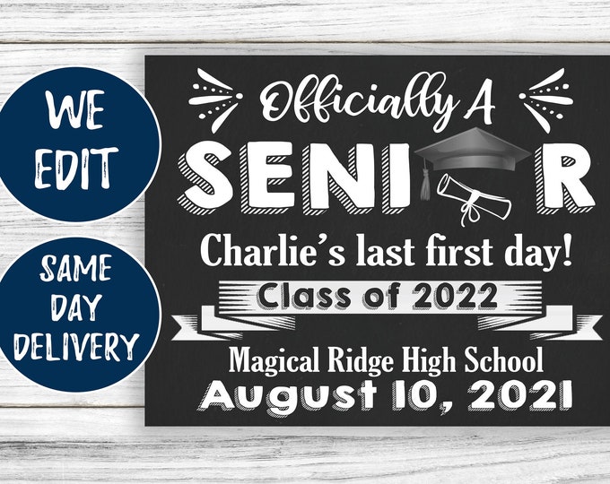 First Day of Senior Year Sign Last First Day School - Etsy