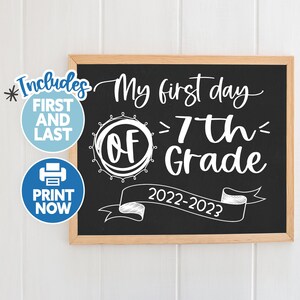 First Day of Seventh Grade Back to School Sign Printable - Etsy