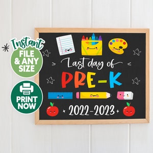 Last Day of Pre-k Printable - Last Day of Prek Sign - Last Day of ...