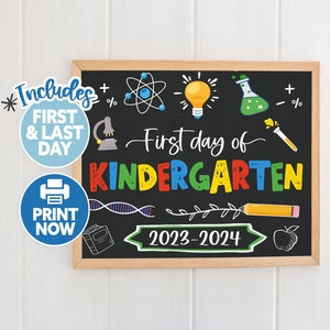 Boy First Day of Kindergarten Printable Sign Science First Day of ...