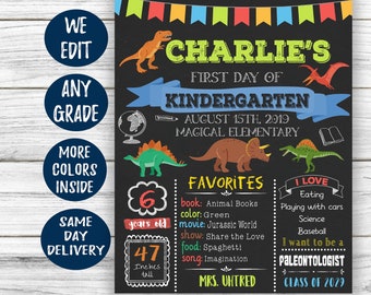 Dino Back to School Printable Back to School Sign for First Day of ...