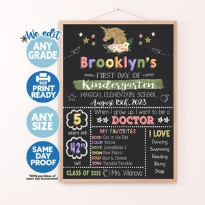 Back to School Sign Printable - Unicorn First Day of School Sign - Girl ...