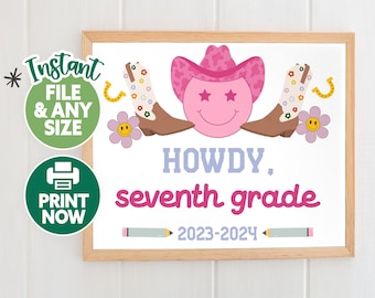 Hello Seventh Grade First Day of School Printable Sign| My First Day of ...
