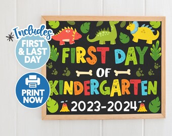 Dino Back to School Printable Back to School Sign for First Day of ...