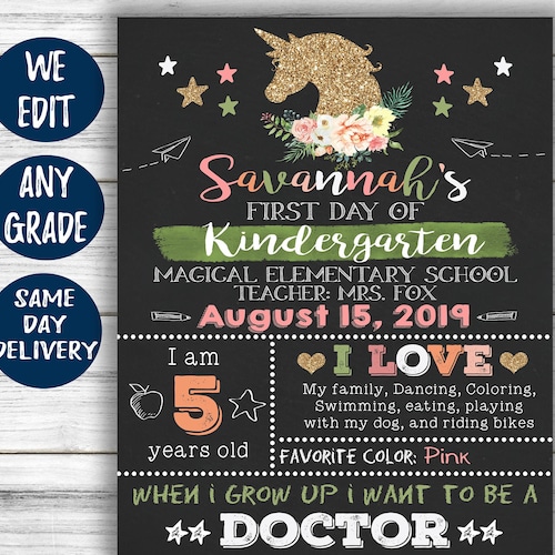 Unicorn First Day of School Sign Back to School Sign First - Etsy