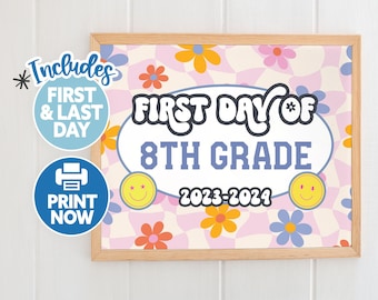 1st Day of 8th Grade Sign 2025 - LAST First Day of Middle School ...