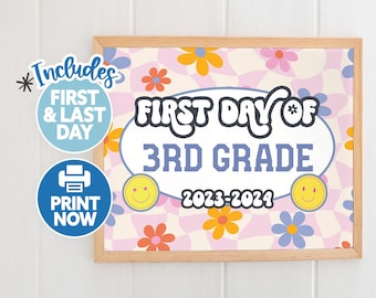 First Day of 3rd Grade Girly Printable Back to School - Etsy