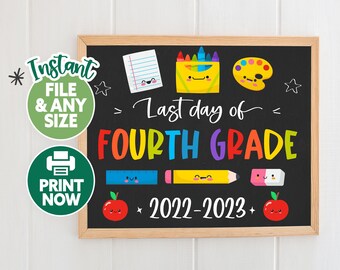 First Day of Fourth Grade Sign, First Day of School Sign, Fourth Grade ...