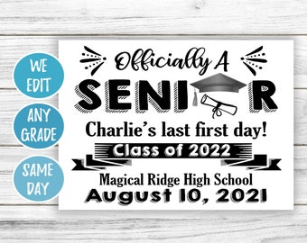 First Day of Senior Year Sign Printable First Day of 12th Grade Sign ...