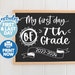 First Day of Seventh Grade Back to School Sign Printable First Day 7th ...