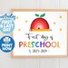First Day of Preschool Sign - Rainbow Back to School Sign - Girl First ...