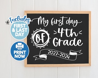 First Day of 4th Grade Sign 2024 1st Day of School Sign Ready to Rule ...
