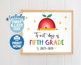 Unicorn First Day of School Sign Printable Rainbow Back to - Etsy