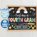 First Day of 4th Grade Sign Boho Rainbow Back to School Sign Chalkboard ...