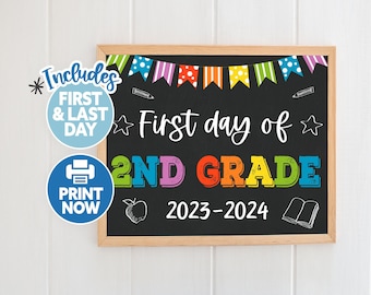 First Day of School Sign Second Grade 2nd Grade Back to School 2024 ...