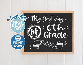 First Day of Sixth Grade Sign Instant Download Print Yourself, First ...