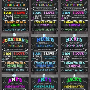 First Day of School Sign, Rainbow Back to School Chalkboard, First Day ...