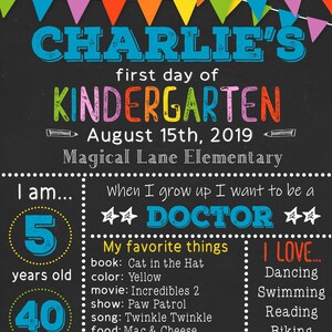 Rainbow First Day of School Sign, First Day of School Chalkboard, Back ...