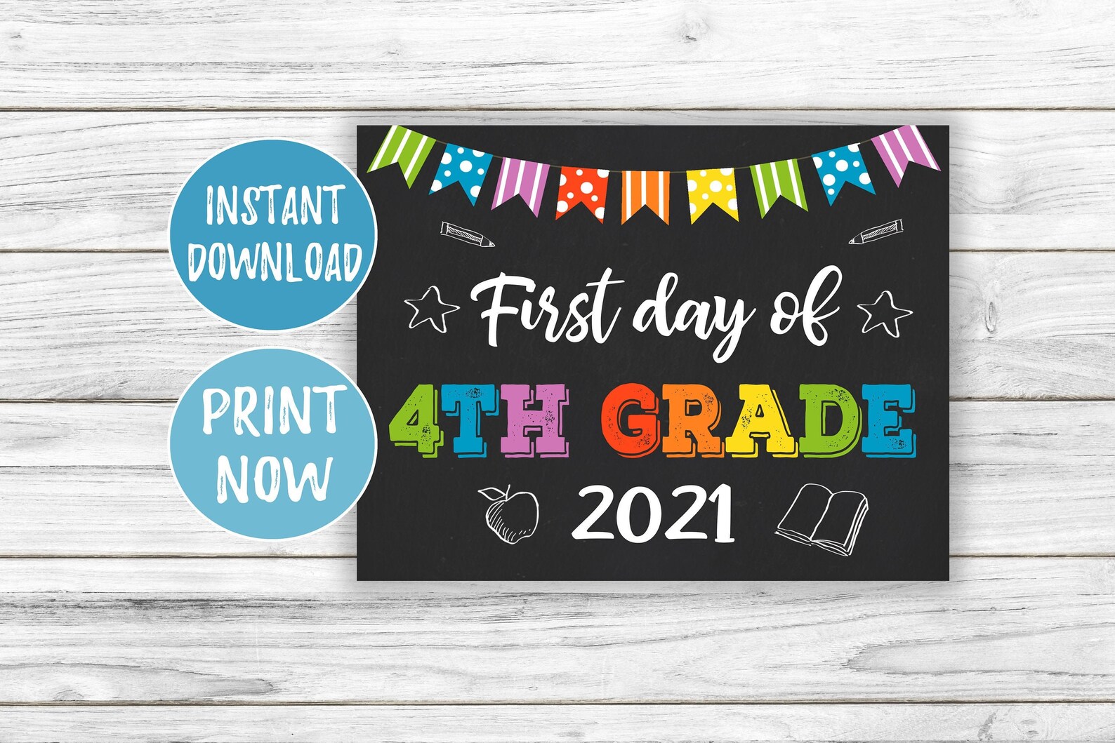First Day of Fourth Grade School Sign Printable Back to - Etsy