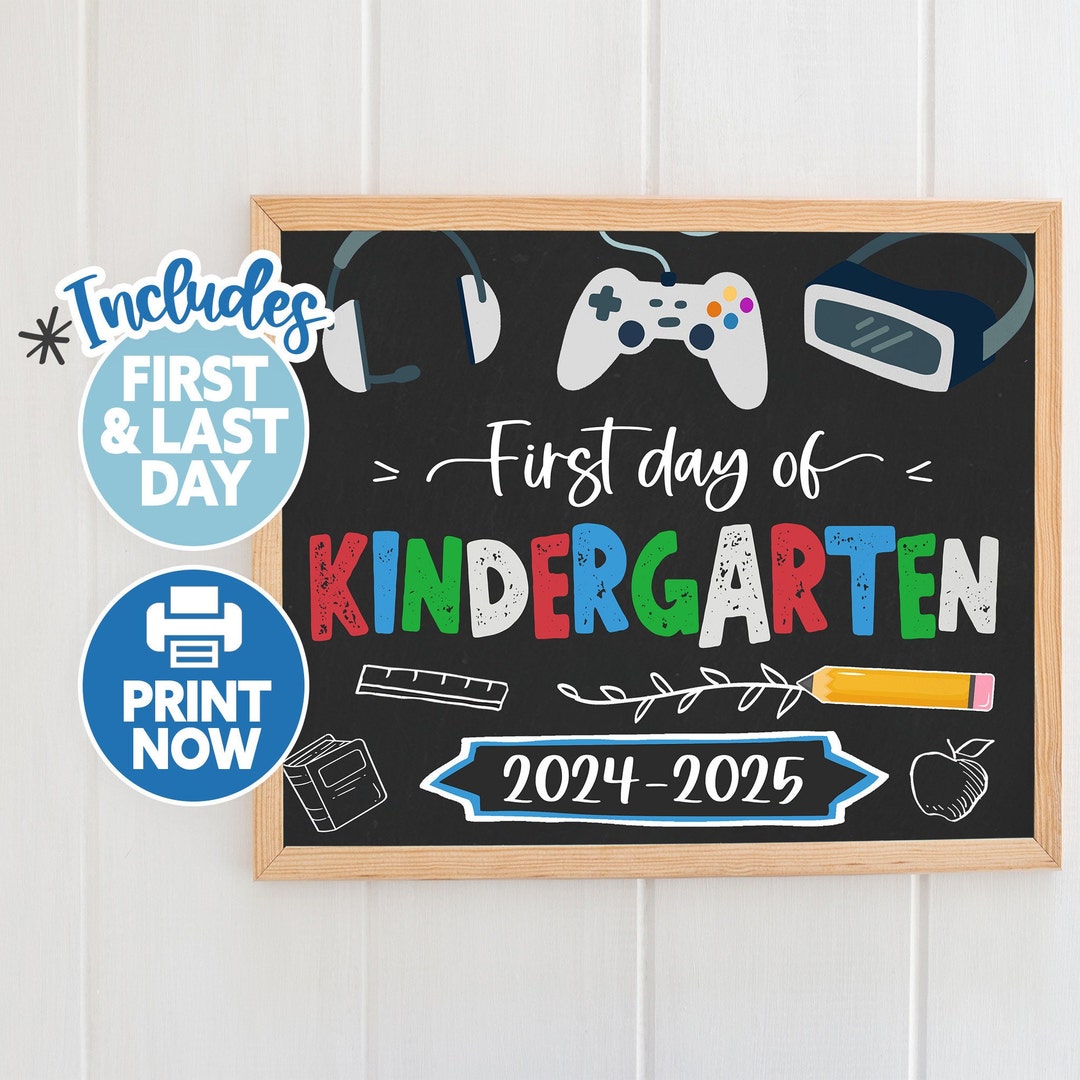 Boy First Day of Kindergarten Printable Sign - Gaming First Day of ...
