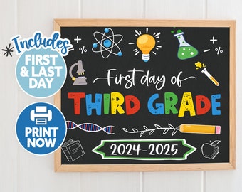Boy First Day of 3rd Grade Sign First Day of Third Grade School Sign ...