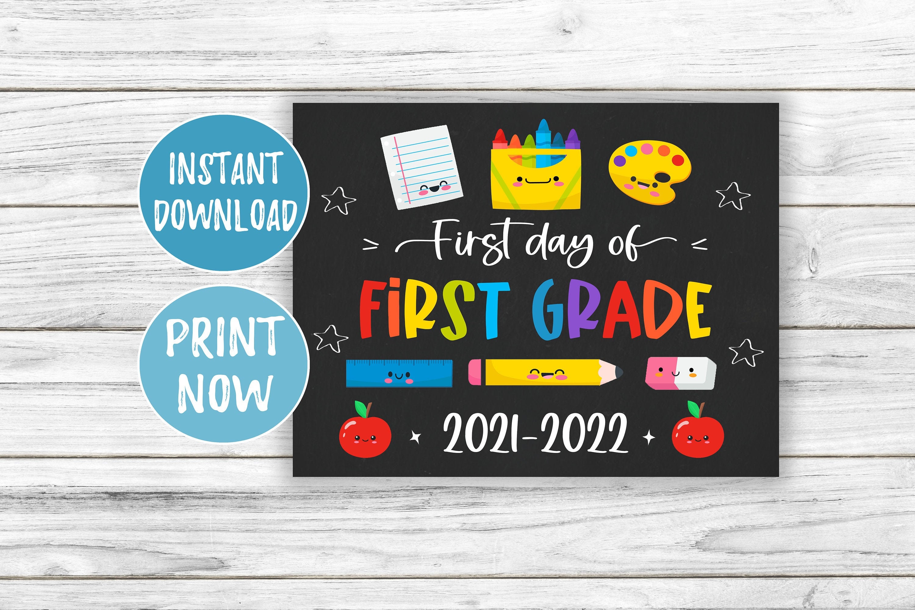 First Day of First Grade Printable First Day of 1st Grade | Etsy