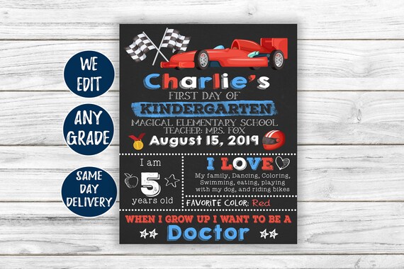 Back to school sign Printable Boy First Day of School Sign | Etsy