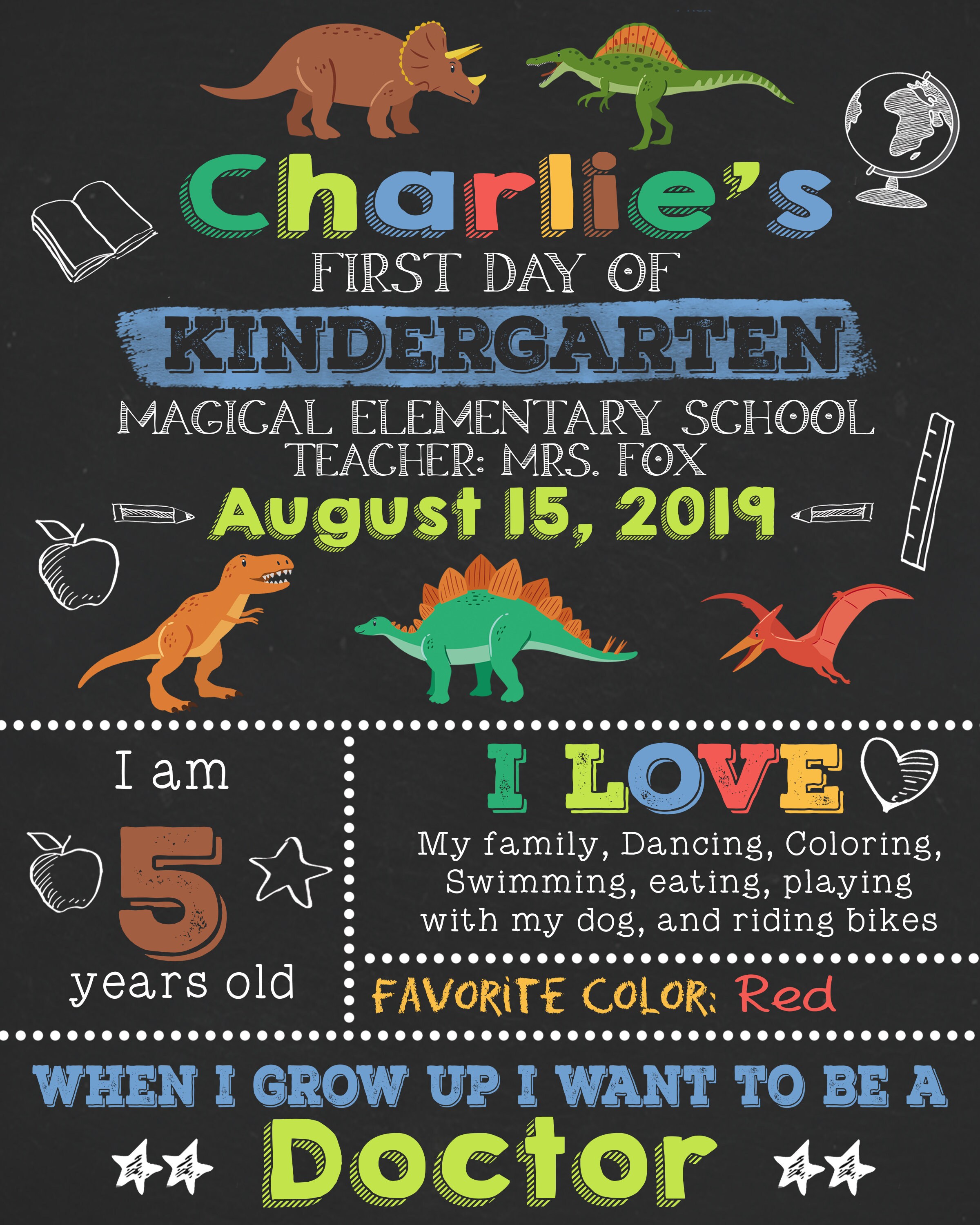 Dinosaur Back to School Sign 1st Day of School Sign - Etsy