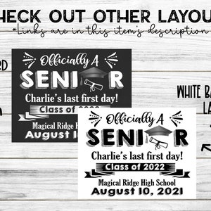 First Day of Senior Year Sign - Last First Day School Printable - Back ...
