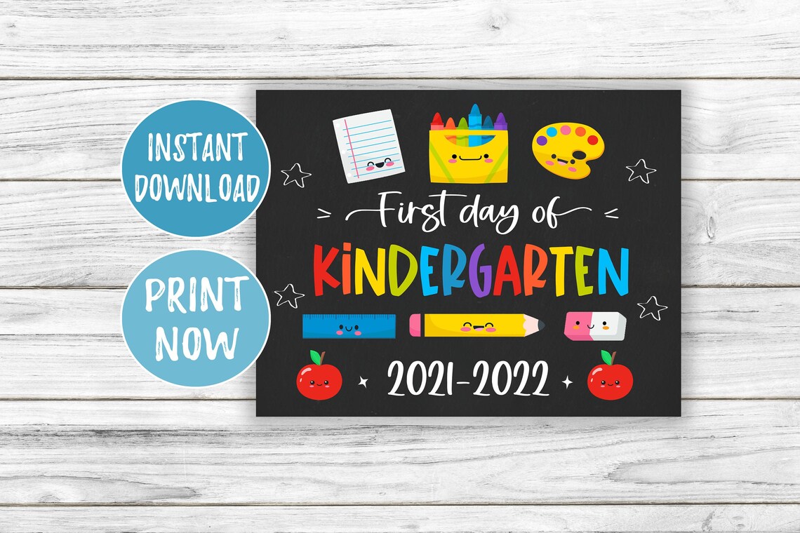 First Day of Kindergarten Chalkboard Printable Back to | Etsy