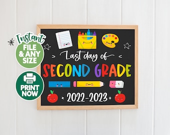 Last Day of 2nd Grade Sign 2024 Too Cool for 2nd Grade Printable Grade ...