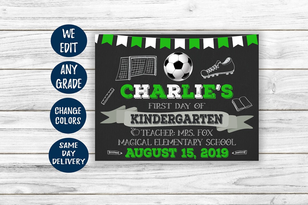 Sports Back to School Sign Printable - Soccer First Day of School ...