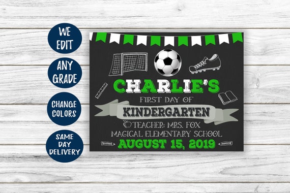 Sports Back to School Sign Printable Soccer First Day of | Etsy