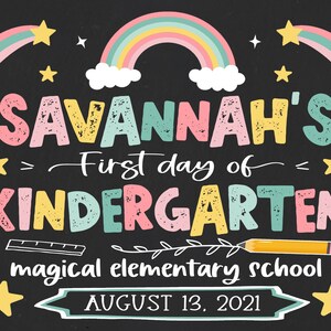 Rainbow First Day of School Sign, Boho First Day of School Chalkboard ...