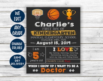 Sports First Day of Preschool Sign 1st Day of Kindergarten Back to ...