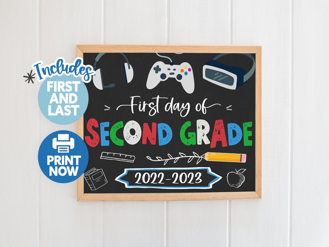 First Day of Second Grade Printable Boy 1st Day of 2nd Grade - Etsy