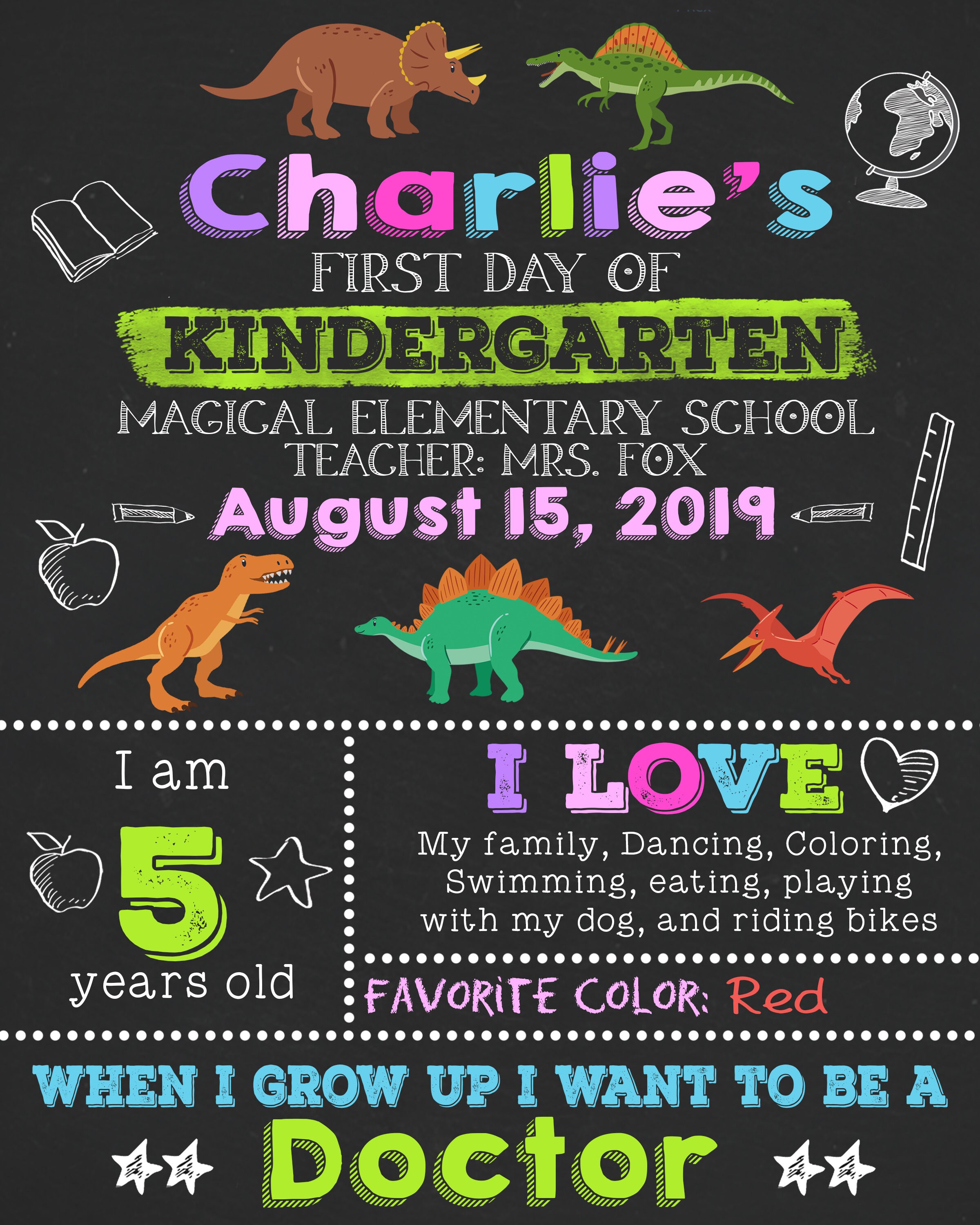 Dinosaur Back to School Sign 1st Day of School Sign - Etsy