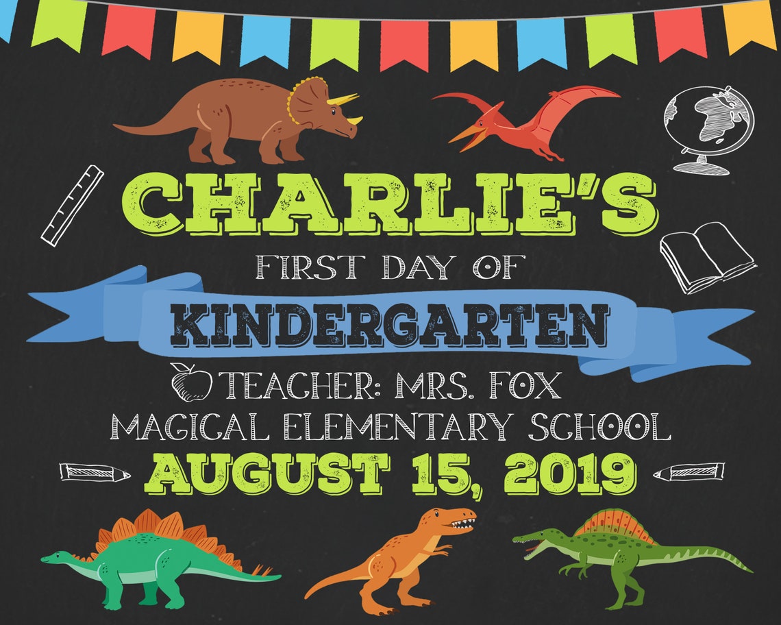 Dinosaur Back to School Sign Printable First Day of School | Etsy