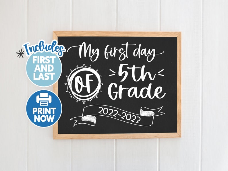 First Day of Fifth Grade Sign Back to School Sign 1st Day - Etsy