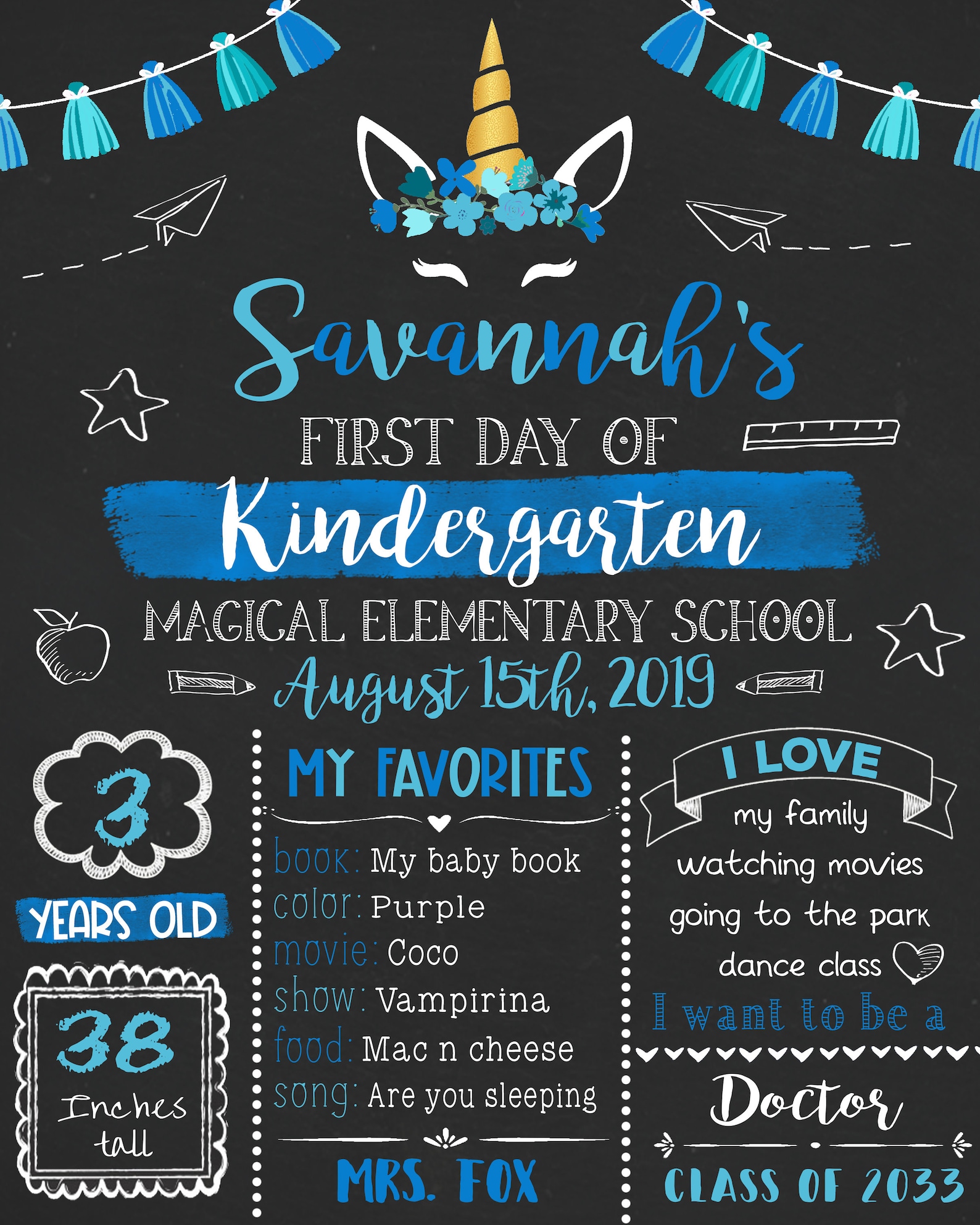 Unicorn Back to School Sign Printable - First Day of School Sign ...